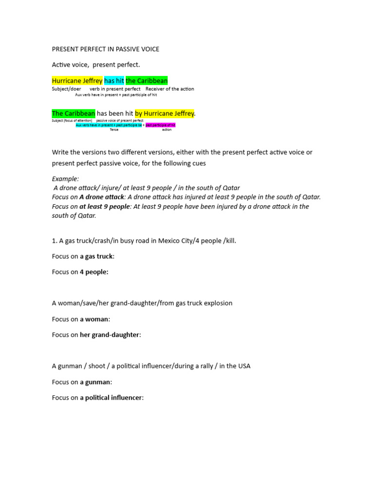 Present Perfect in Passive Voice | PDF