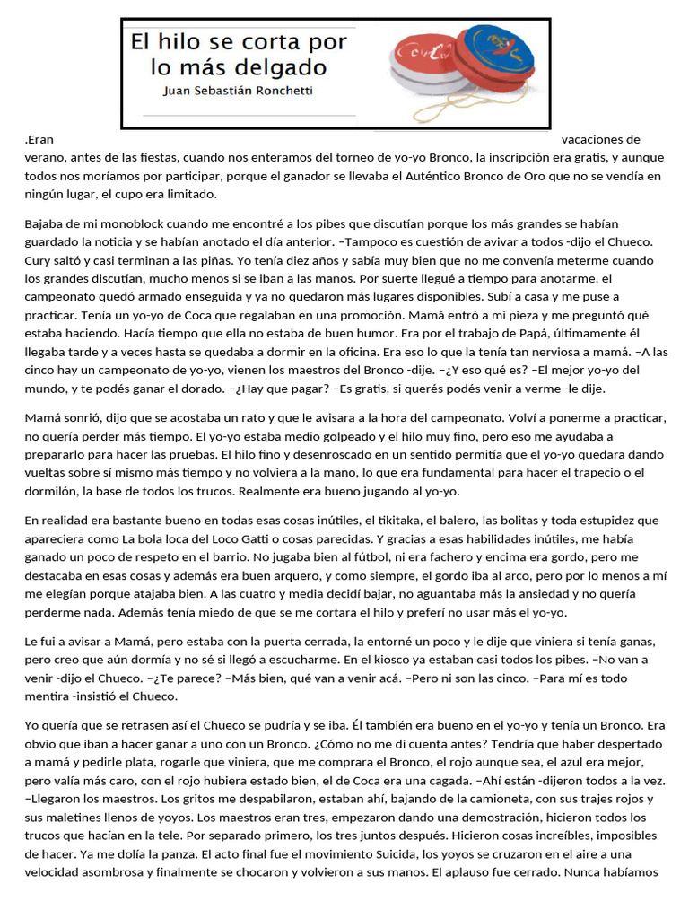 Cuento El Hilo Se Corta Por Lo Mas Delgado | PDF