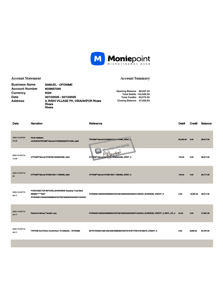Account Statement 6029657349 2025-10-02 | PDF | Service Industries ...