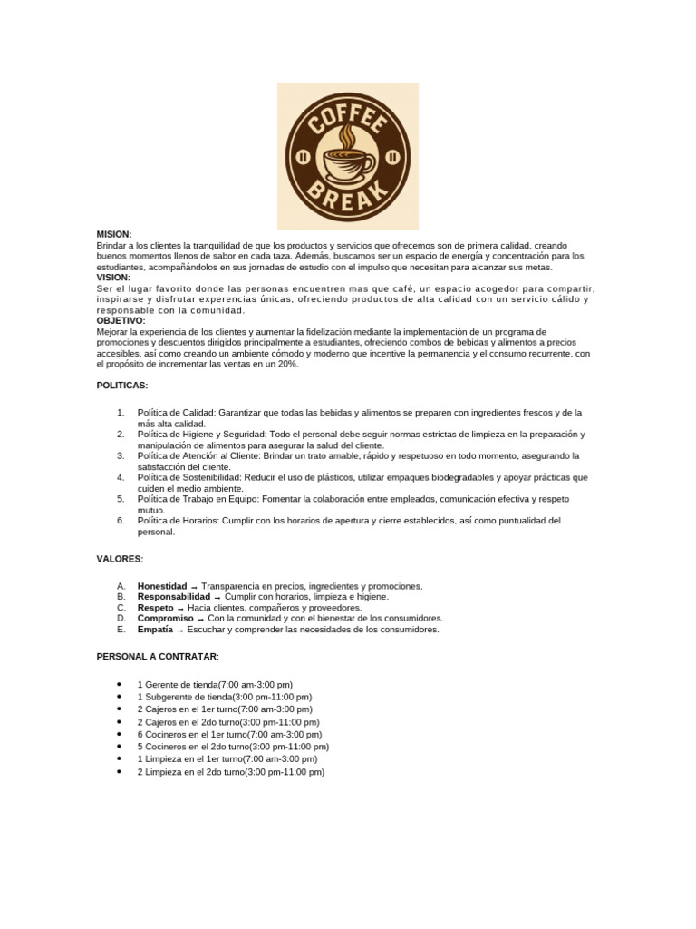 Empresa Coffe | PDF | Calidad (comercial) | Alimentos
