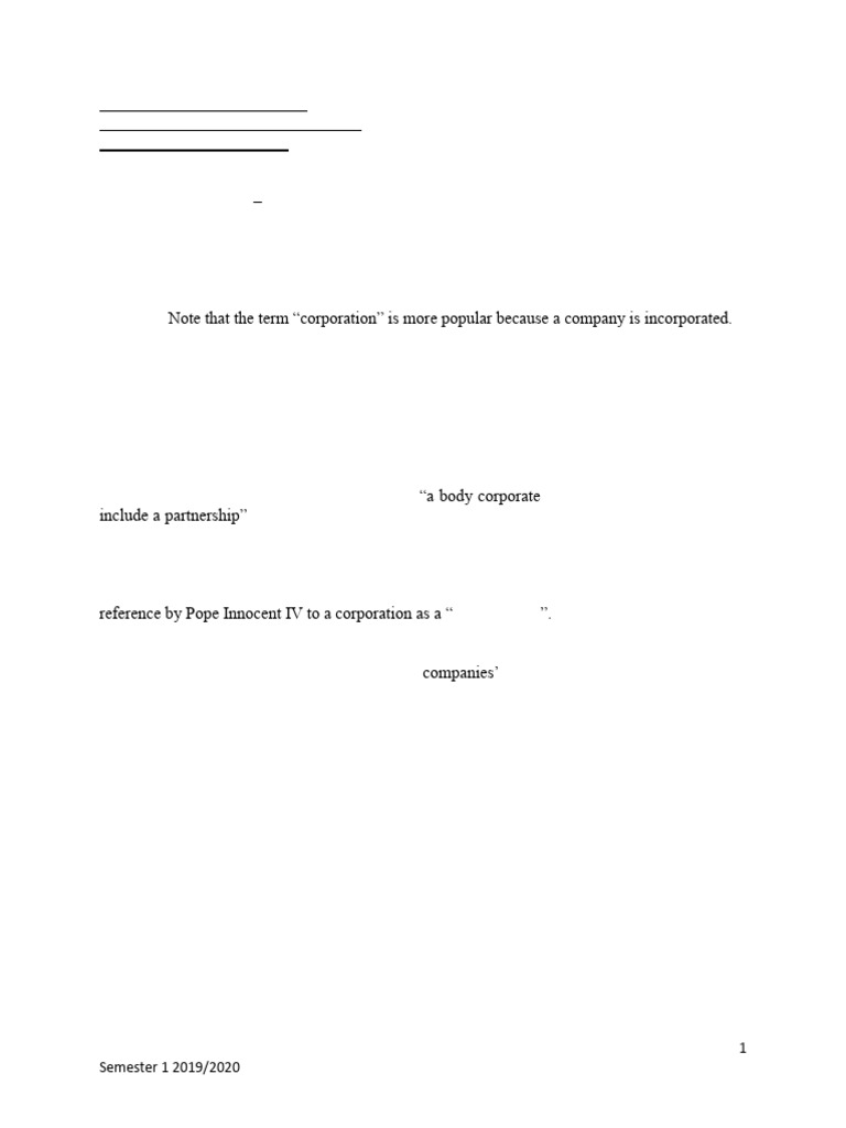 Company Law 2019-2020 Worksheet 1 | PDF | Corporate Law | Corporations