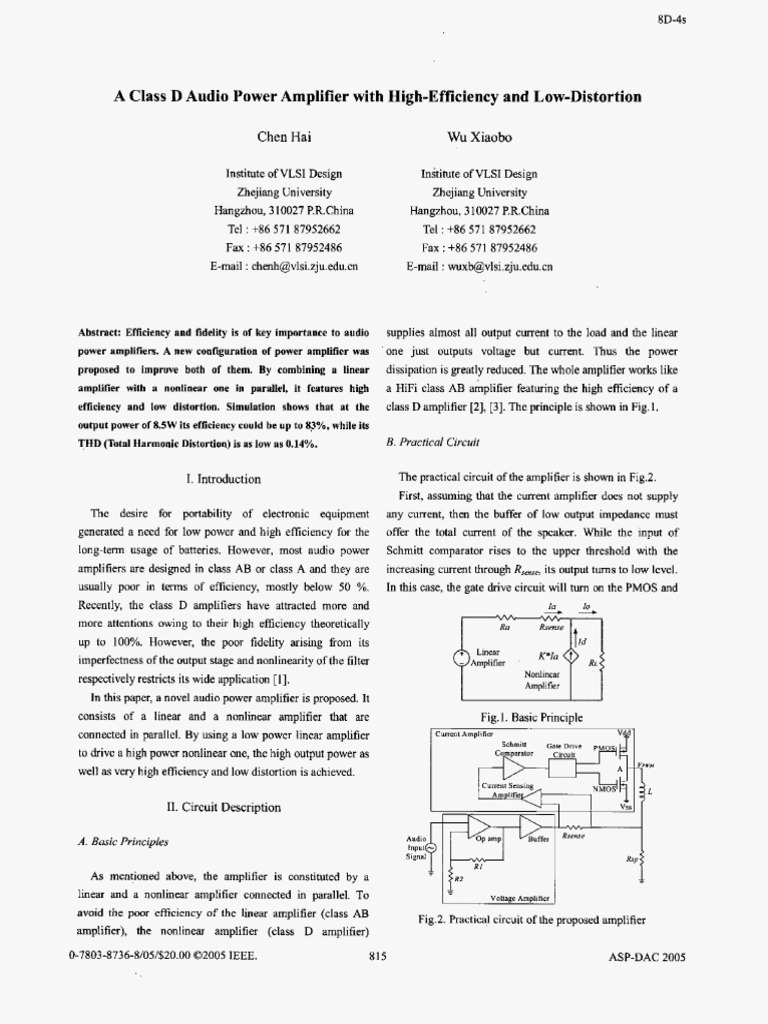 High-Efficiency Class D Audio Amplifier | PDF | Amplifier | Logic Gate