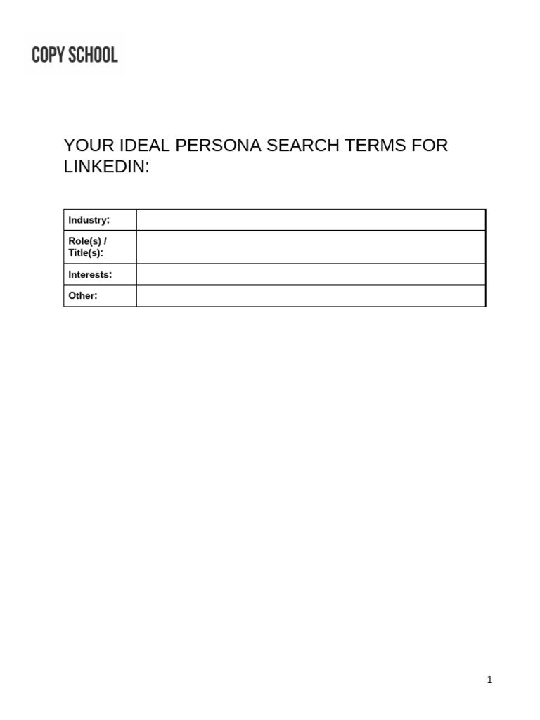 02-Ideal Persona Keywords Worksheet | PDF