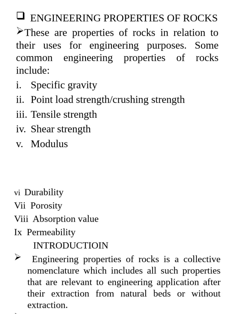 Engineering properties of rocks | PDF | Strength Of Materials | Porosity