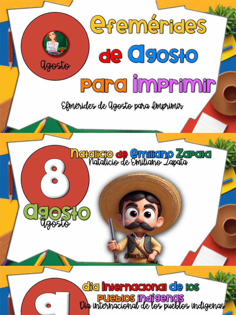 Efemerides de Agosto Para Imprimir | PDF
