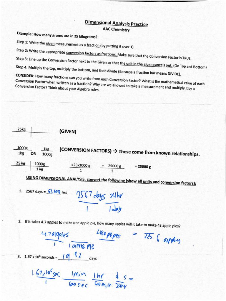 Dimensional Analysis Practice | PDF