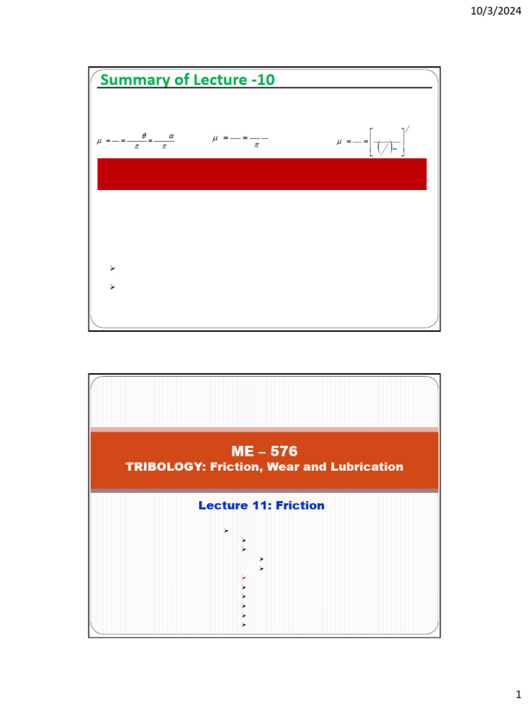 Lecture-11 - Rolling Friction and Friction Instabilities | PDF ...