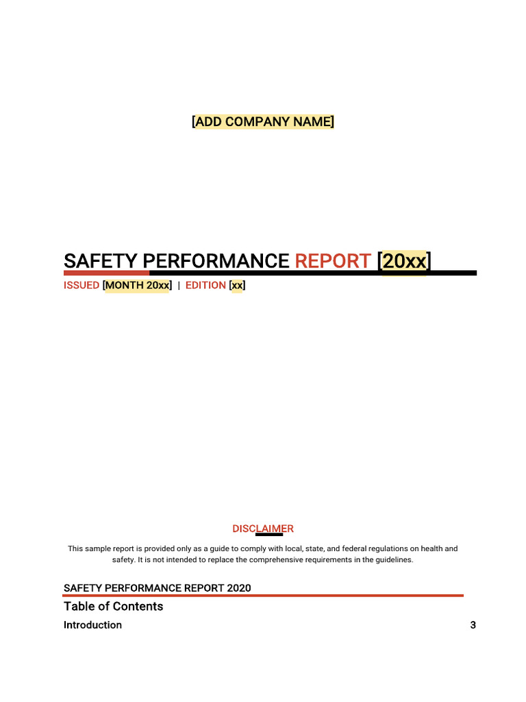 2020 Safety Performance Report Summary | PDF | Occupational Safety And ...
