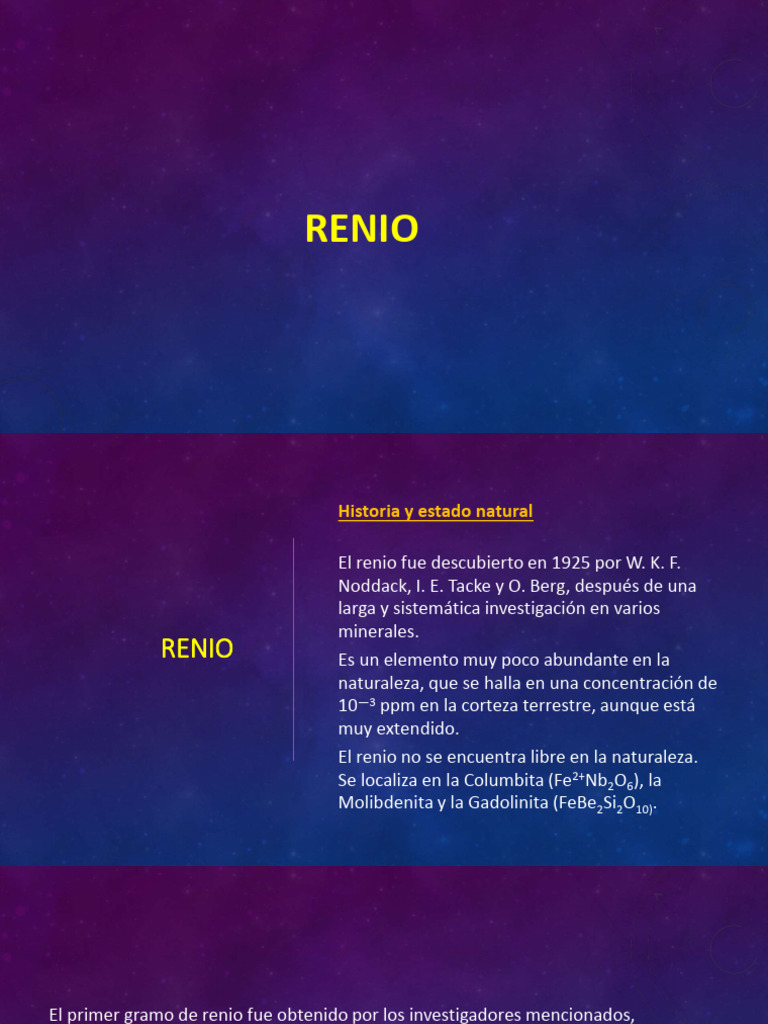 Propiedades y Usos del Renio en Industria | PDF | Catálisis | Tungsteno