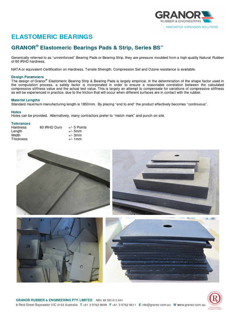 GRANOR Elastomeric BS Specification | PDF | Young's Modulus ...