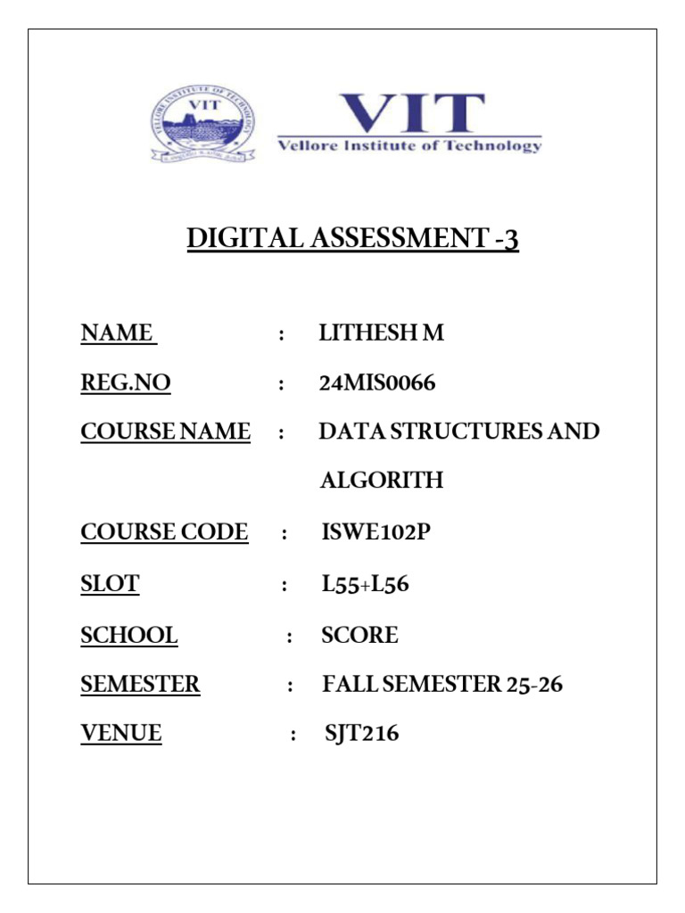 Data Structures and Algorithms Lab Submission 3 | PDF | Computer ...