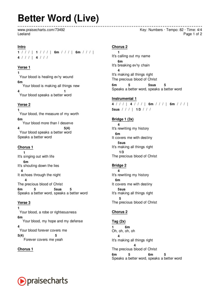 Better Word Lyrics and Chords | PDF | Song Structure | Songs