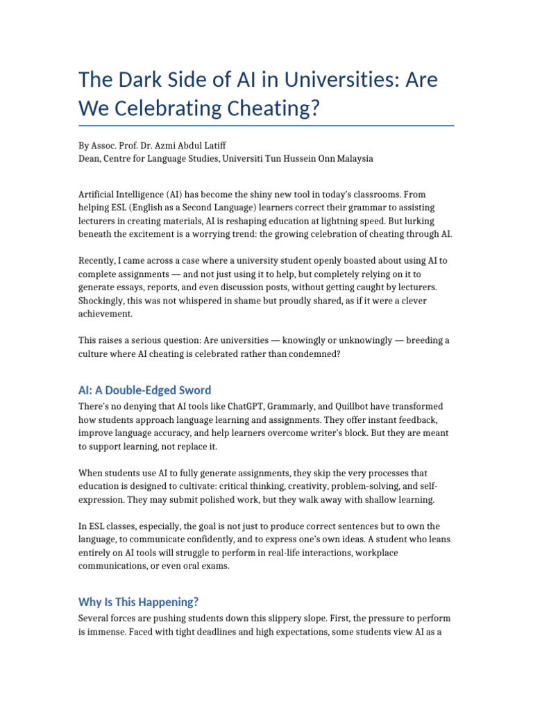 AI Cheating Newspaper Article Final | PDF | Artificial Intelligence ...