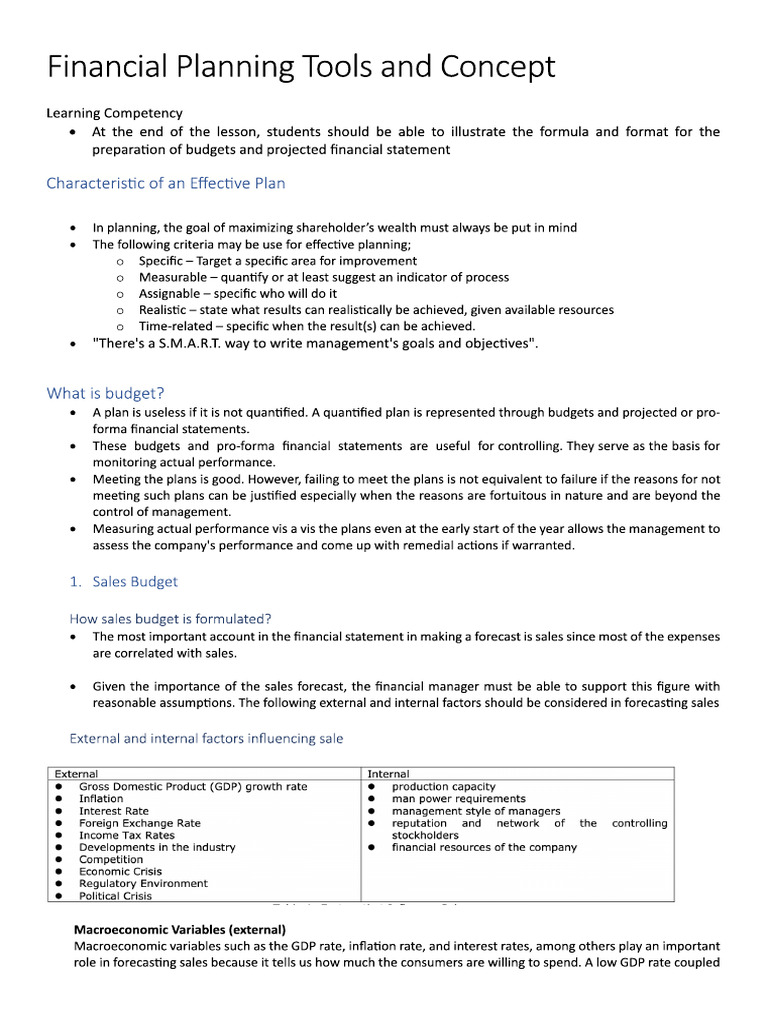 Lesson 3 Financial Planning Tools and Concept | PDF