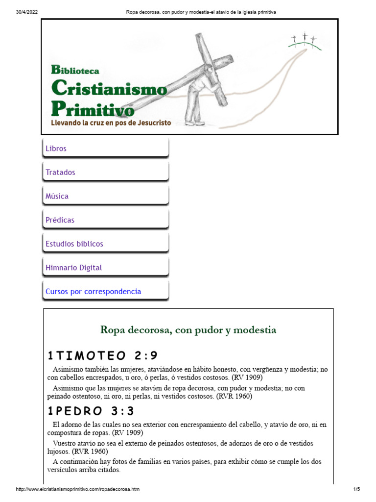 Ropa Decorosa, Con Pudor y Modestia-El Atavio de La Iglesia Primitiva ...