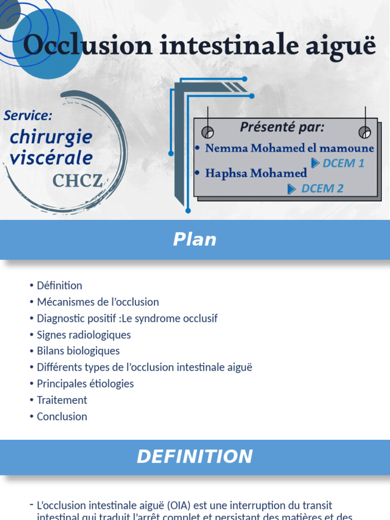 Occlusion Intestinale Aiguë : Diagnostic et Traitement | PDF | Maladies ...