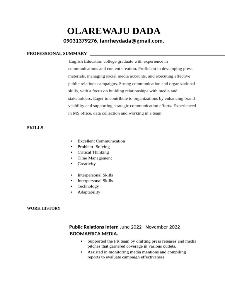 My Dada New Resume | PDF