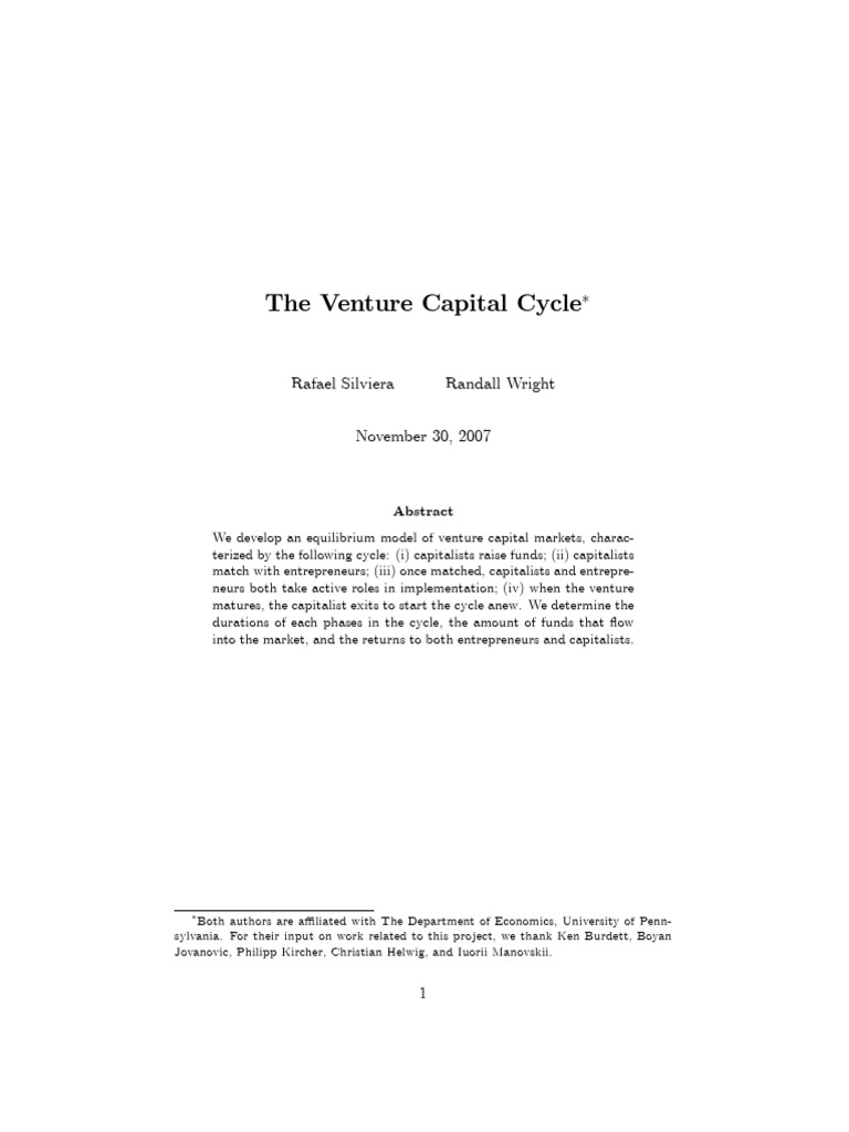 The Venture Capital Cycle | PDF | Venture Capital | Corporate Finance