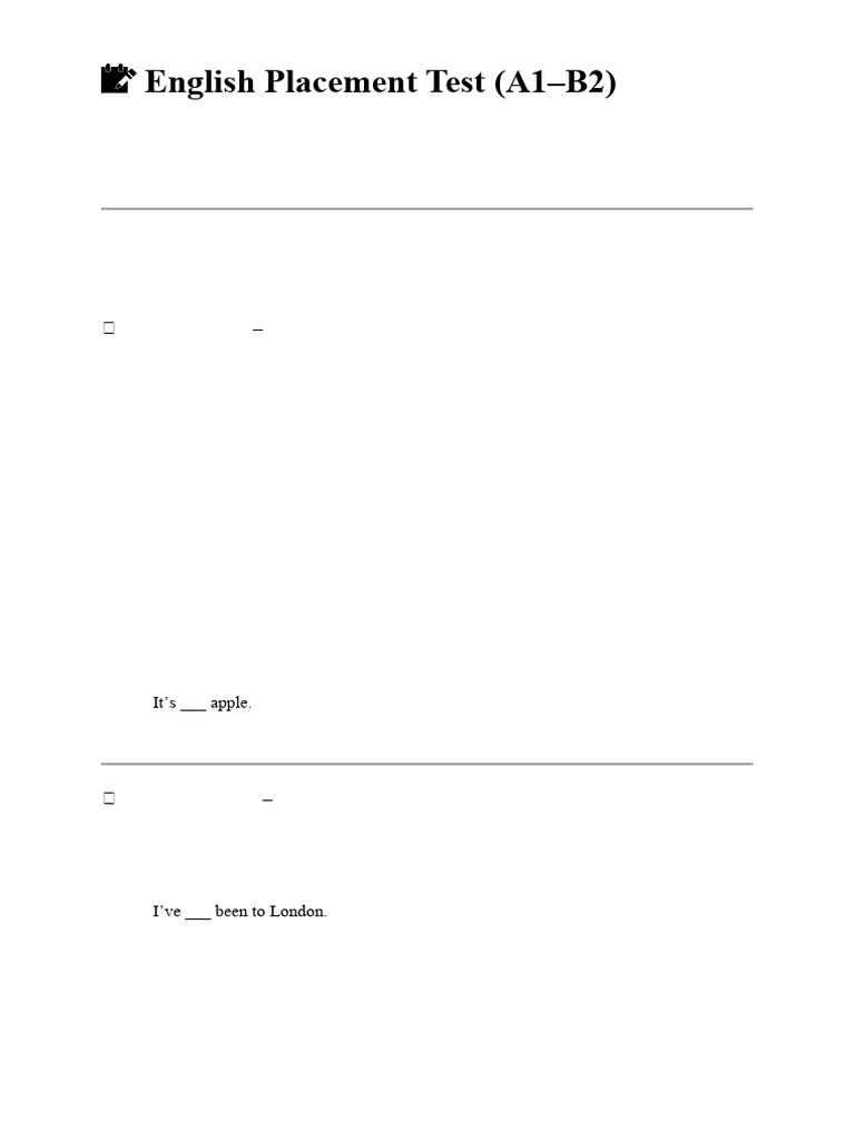 English Placement Test 1 | PDF