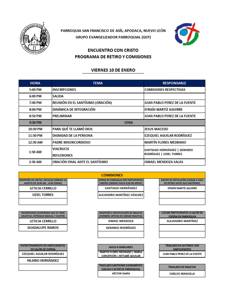 Programa Retiro Hombres Enero 2025 | PDF | Adoración Cristiana Y ...