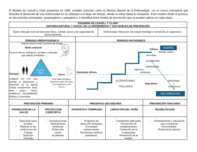 Modelo de Leavell y Clark: Prevención de Enfermedades | PDF | Ciencias ...
