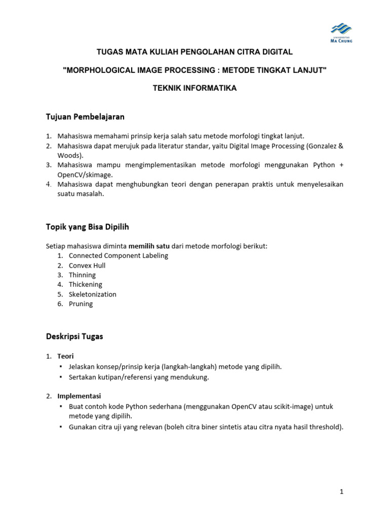 Tugas Morphological Image Processing (Lanjut) | PDF