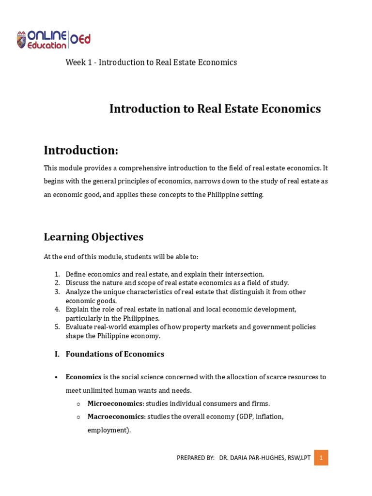 Introduction to Real Estate Economics | PDF | Economics | Economies