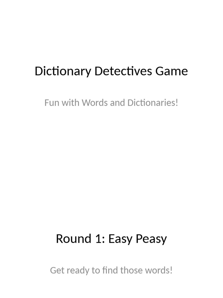 Dictionary Detectives Game | PDF