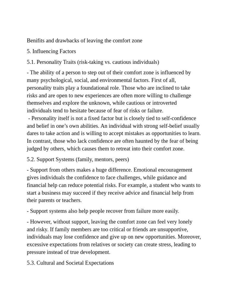 Benefits and Drawbacks of Comfort Zones | PDF | Mentorship ...