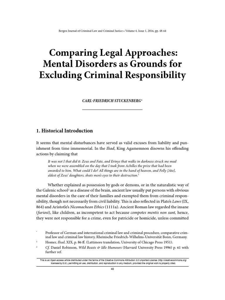 Comparing Legal Approaches: Mental Disorders As Grounds For Excluding ...