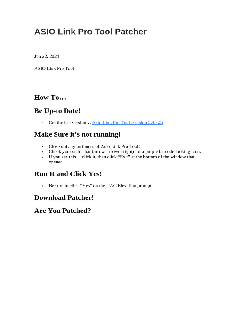 ASIO Link Pro Tool Patcher | PDF