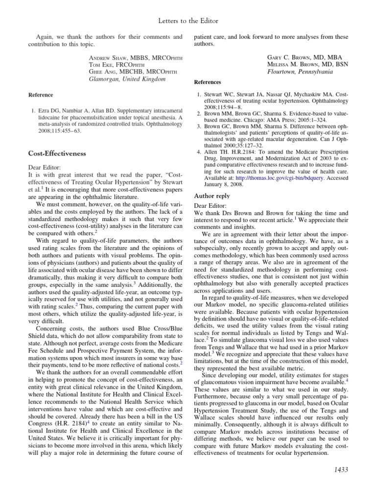 Author Reply Ophtha | PDF | Glaucoma | Ophthalmology