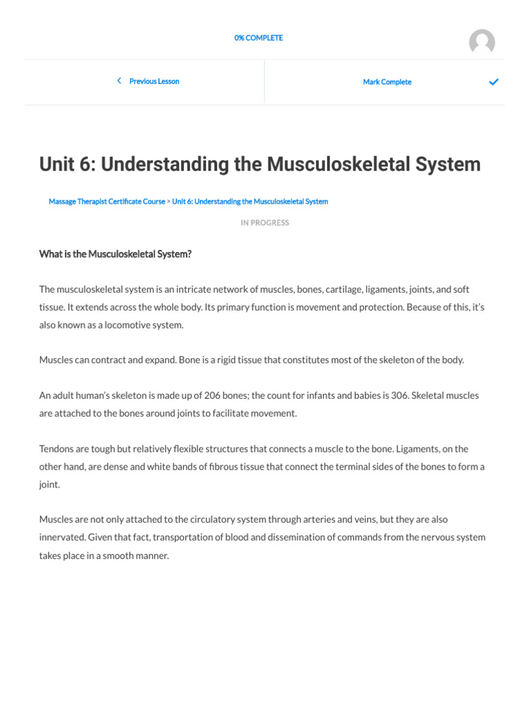 Unit 6 - Understanding The Musculoskeletal System - Courses For Success ...
