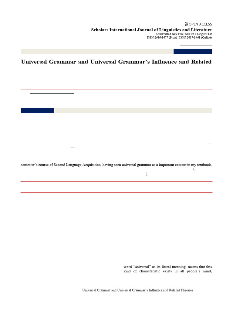 ARTIGO - Universal Grammar and Universal Grammar's Influence and ...