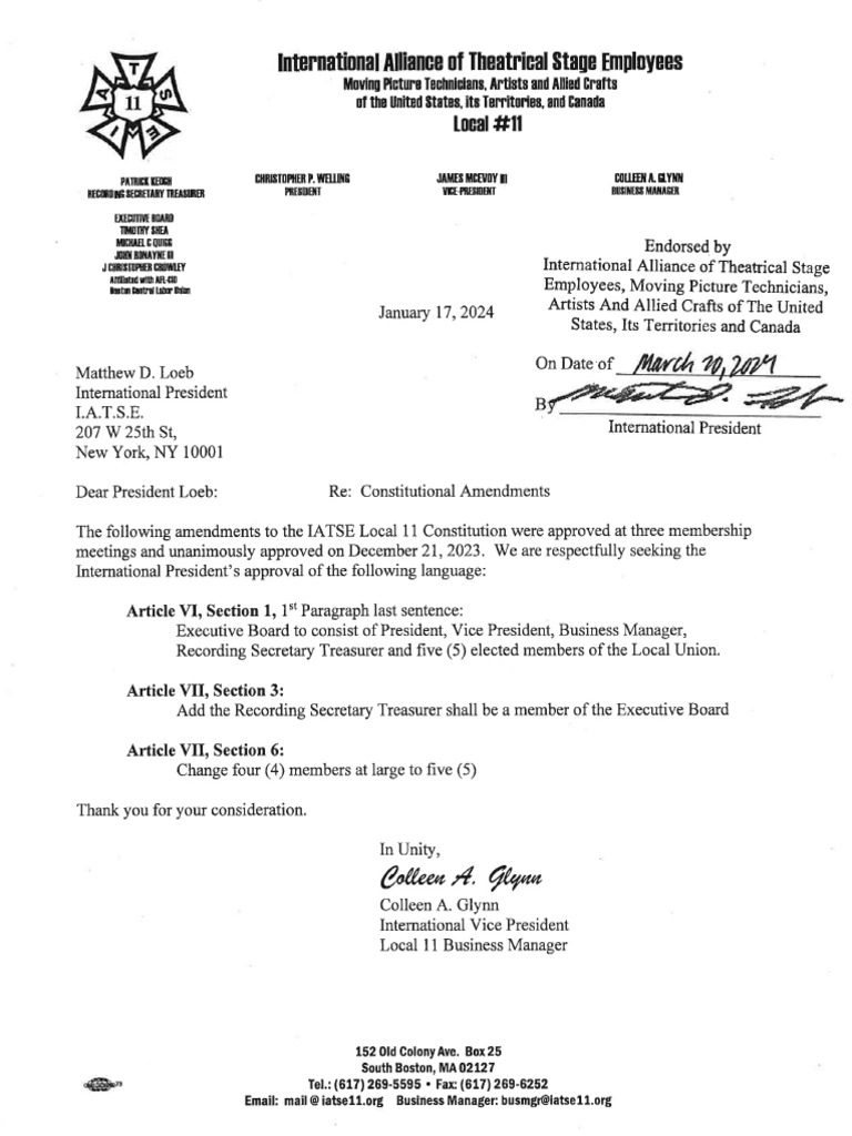 IATSE Local 11 - Amendments To Constitution Approved 3-20-24 | PDF