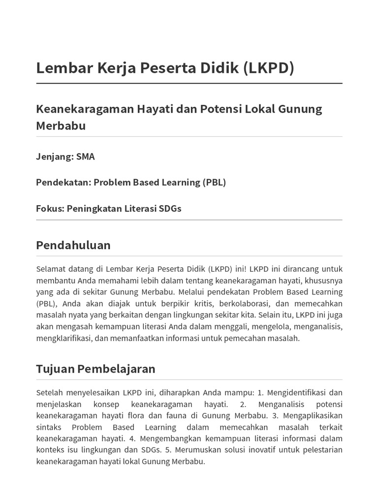 LKPD Keanekaragaman Hayati Gunung Merbabu | PDF