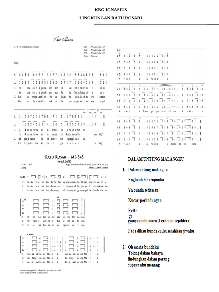Teks Lagu KBG Ignasius Update | PDF
