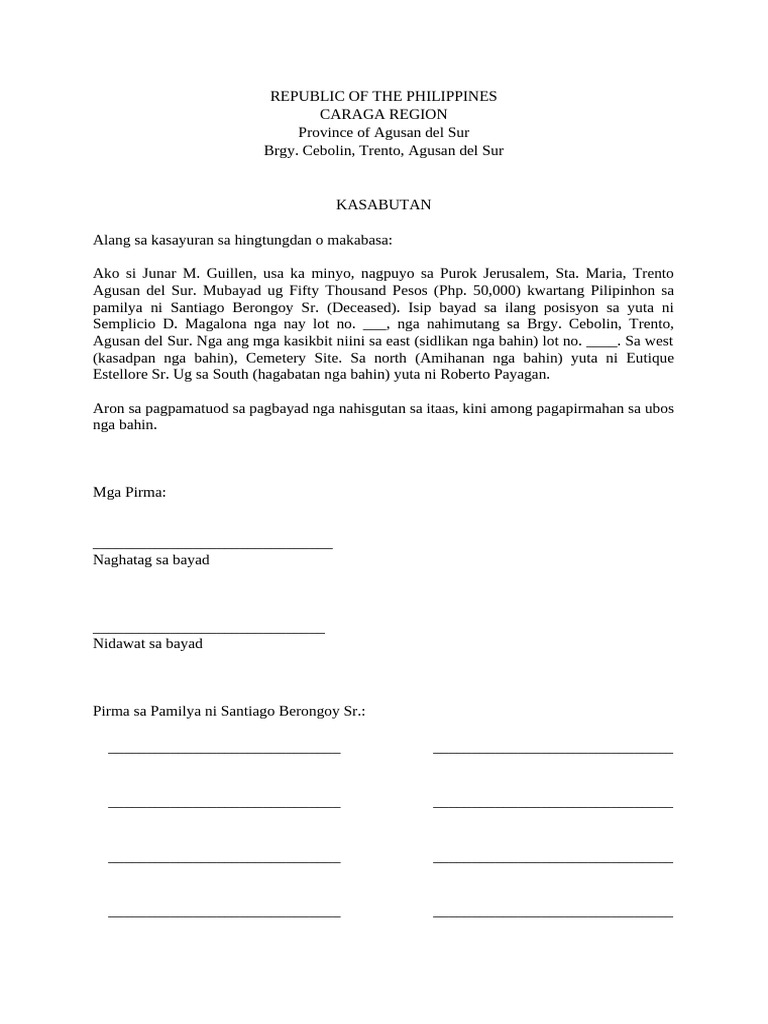 Kasabutan Sa Yuta | PDF