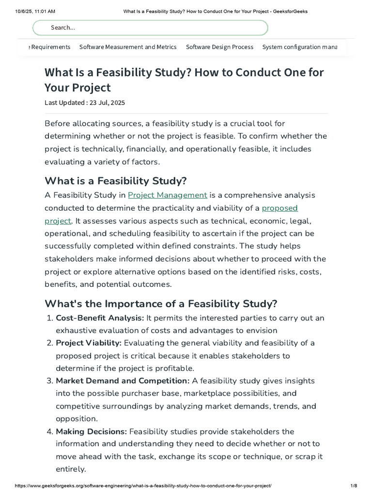 What Is A Feasibility Study - How To Conduct One For Your Project - GeeksforGeeks | PDF ...