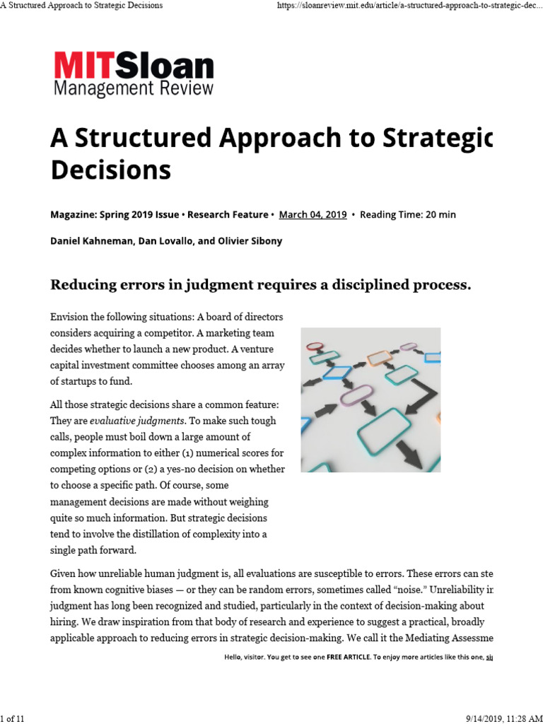 A Structured Approach to Strategic Decisions | PDF | Decision Making | Bias