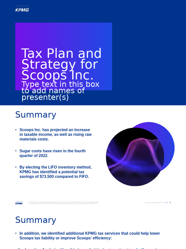 KPMG US - Tax - Task 4 Final Presentation Example | PDF