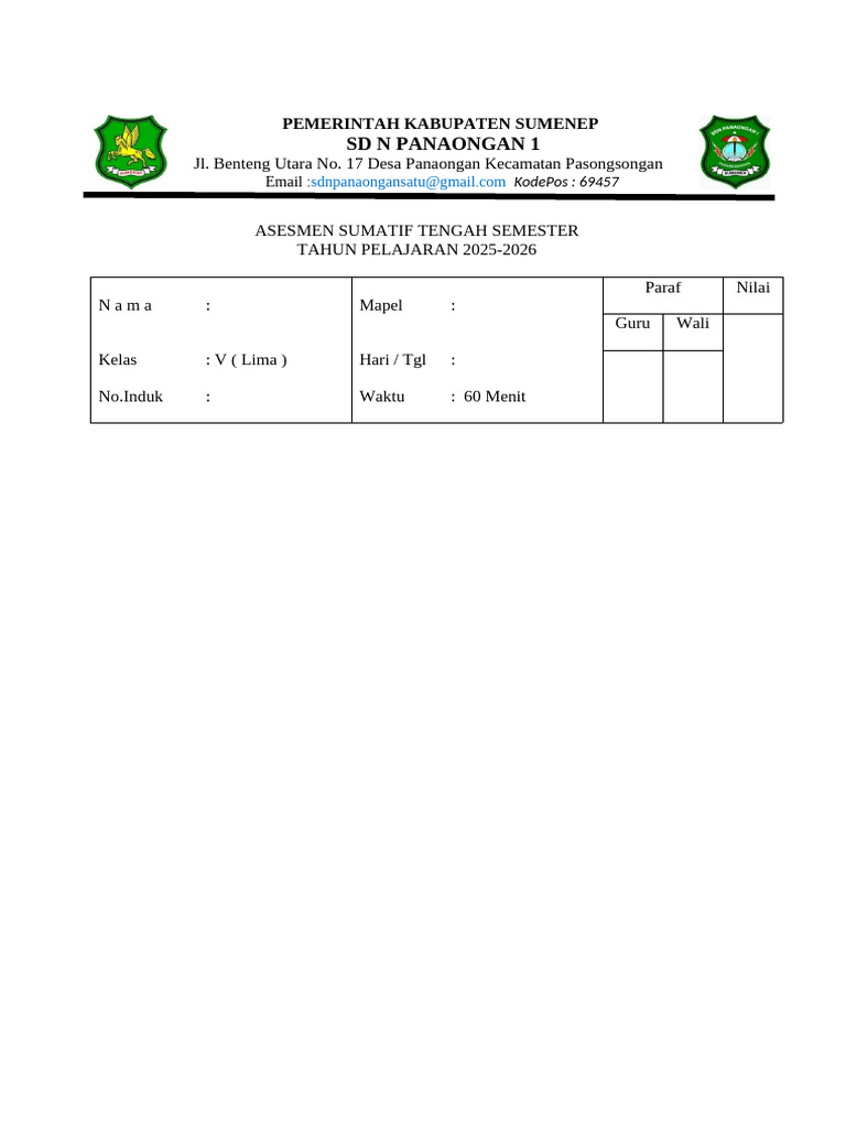 Contoh Blanko Soal | PDF