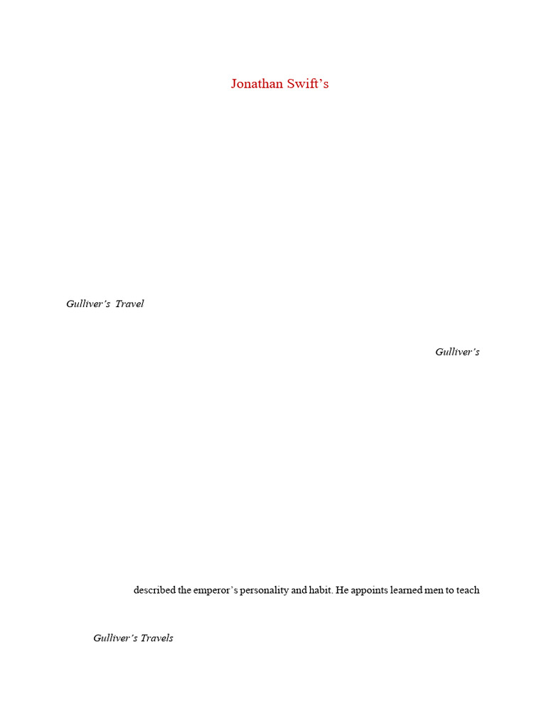 Political Allegory in Gulliver's Travels | PDF | Gulliver's Travels