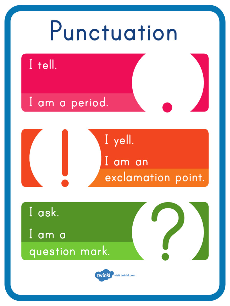 Kindergarten Ending Punctuation Poster | PDF