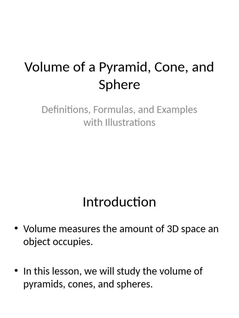 Volume Pyramid Cone Sphere | PDF