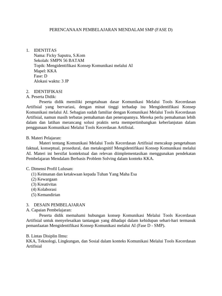 Modul Perencanaan Pembelajaran Mendalam | PDF