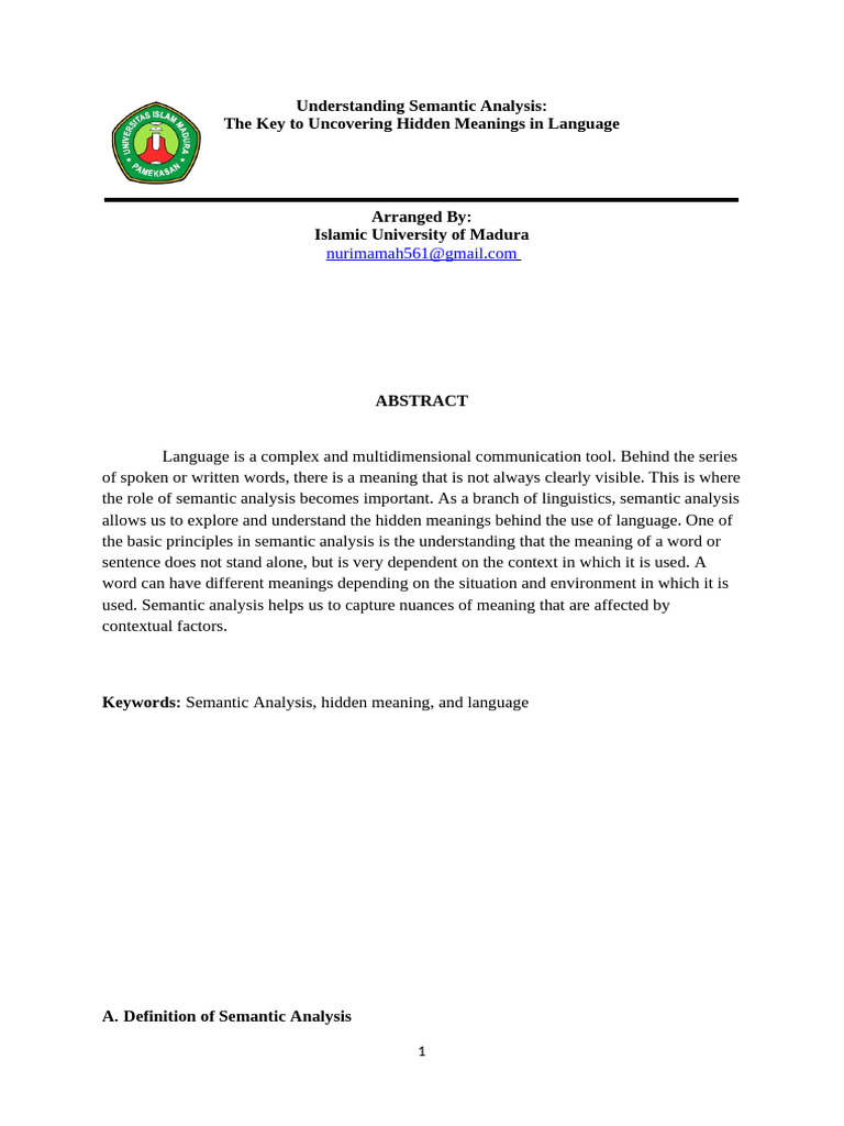Article Semantic Analysis | PDF | Semantics | Linguistics