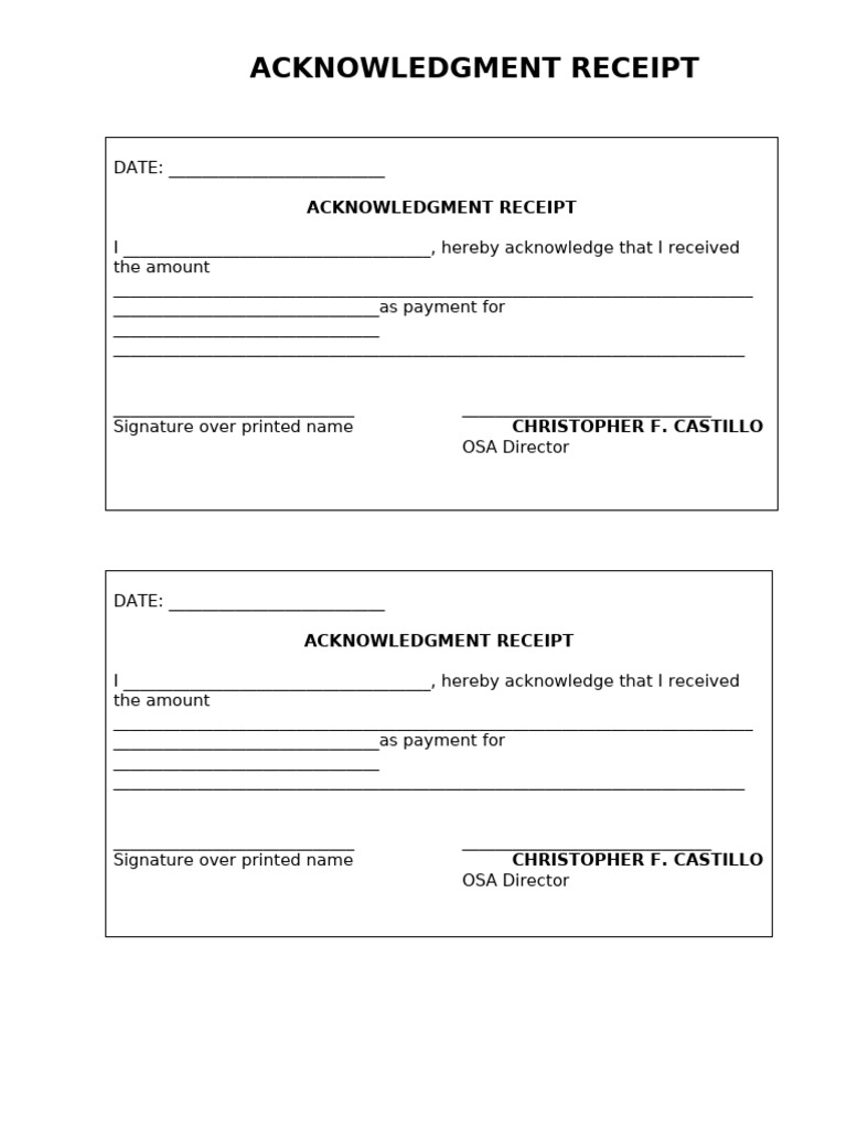 Acknowledgment Receipt Template | PDF