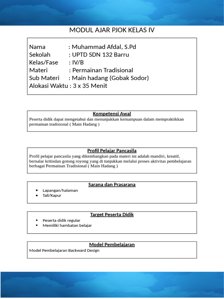 Modul Ajar Kelas IV Permainan Tradisional | PDF