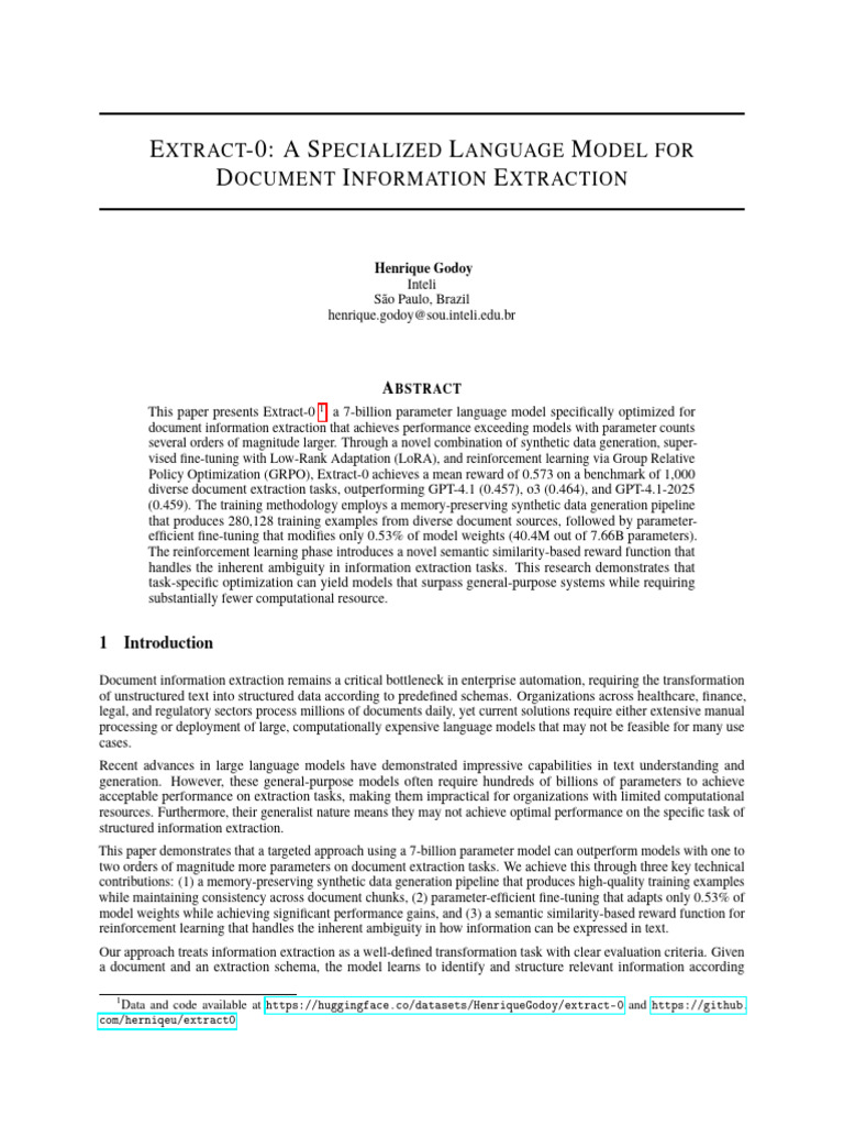 Extract-0: Optimized Info Extraction Model | PDF